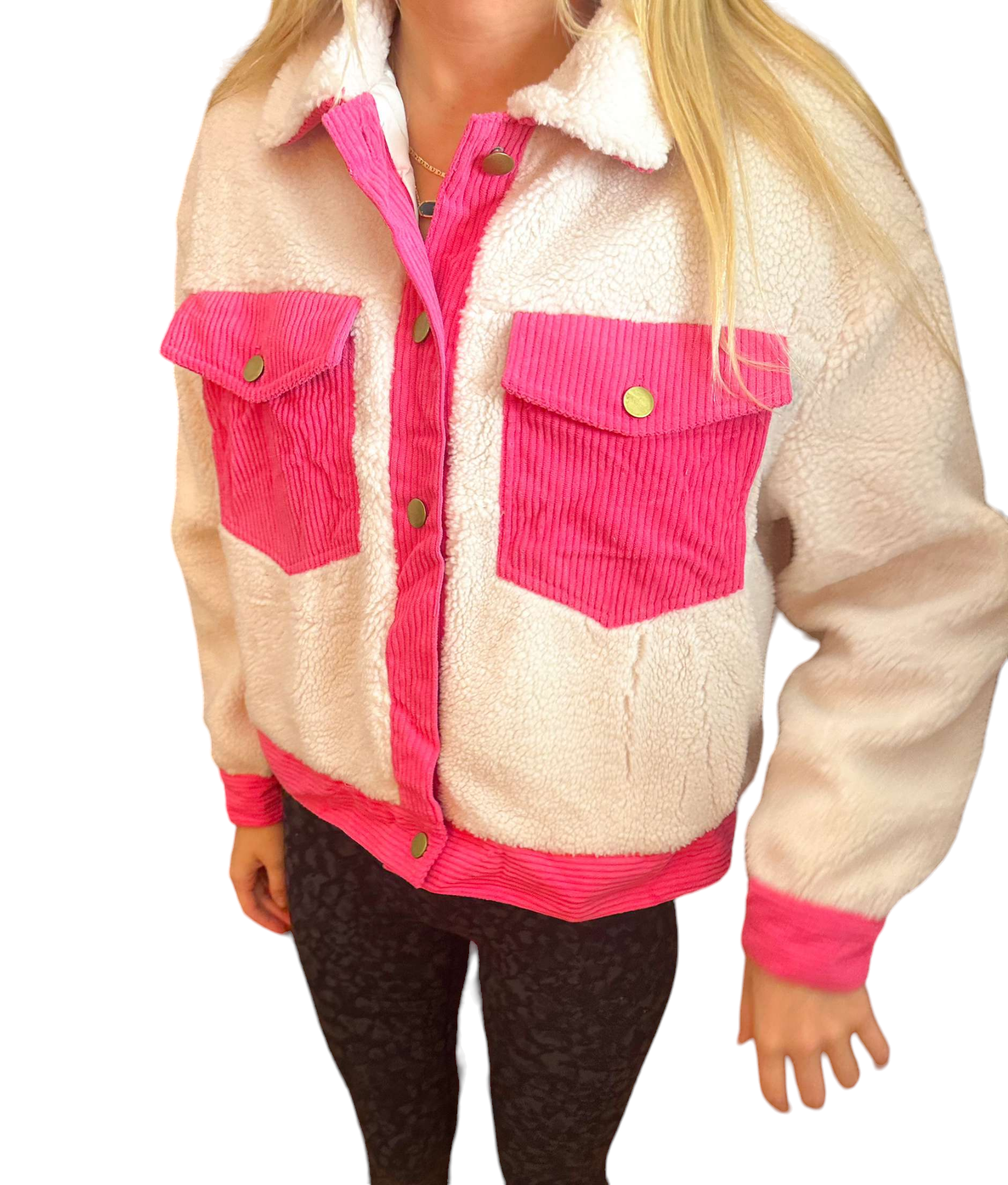 Cozy Chic Hot Pink Sherpa Jacket – Preppy Palette Boutique