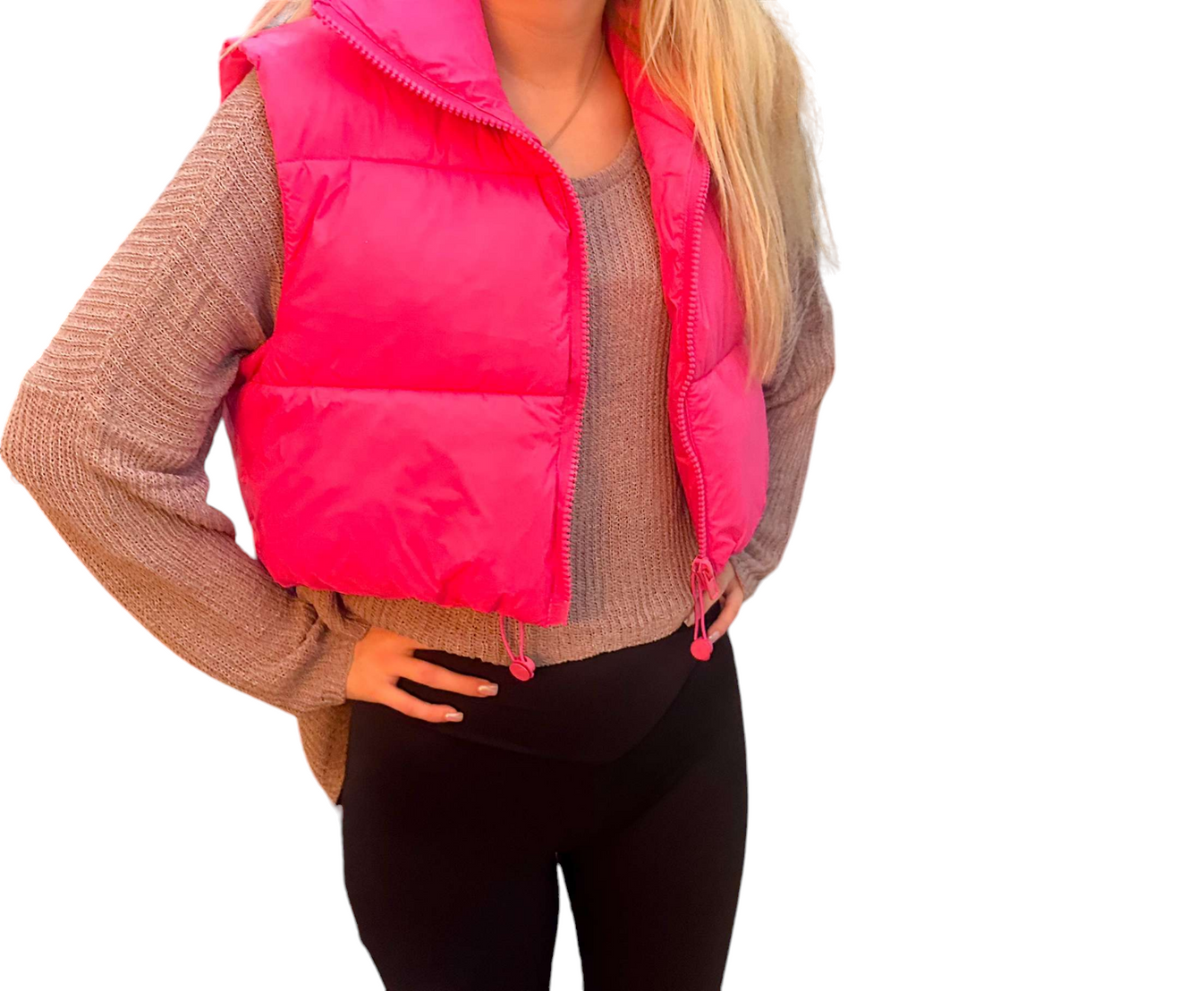 Chic Magenta Cropped Puffer Vest – Preppy Palette Boutique